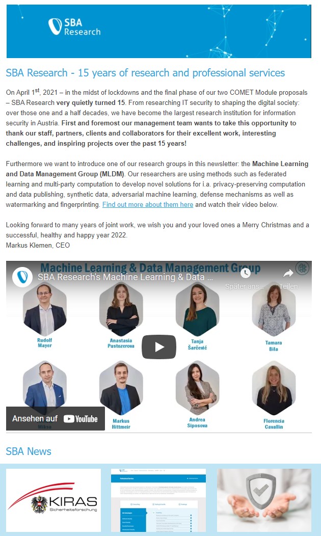 SBA Research Newsletter – 3rd issue – SBA Research